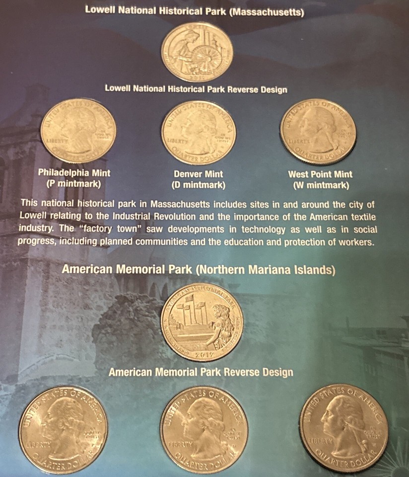 2019 National Park Quarters P, D & W Mint Set Includes All 5 West Point ...
