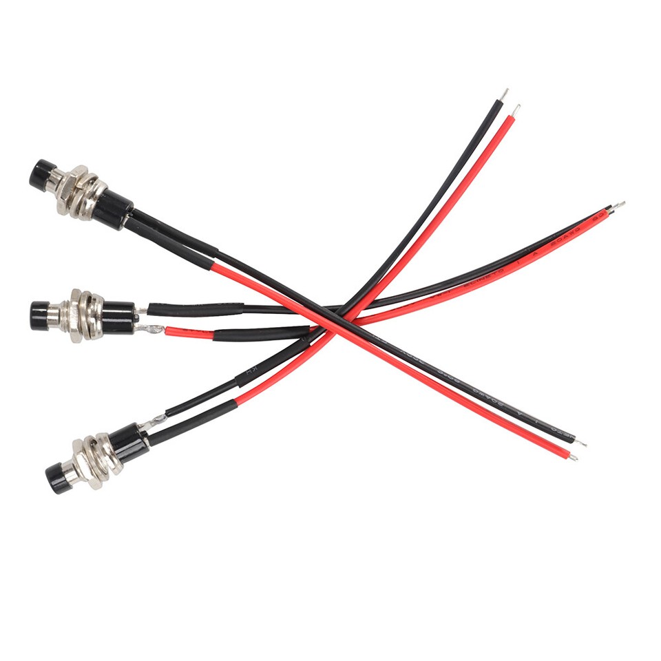 3X Black SPST Mini Push Button Pre-Wired N/O Momentary Switch OFF-(ON ...