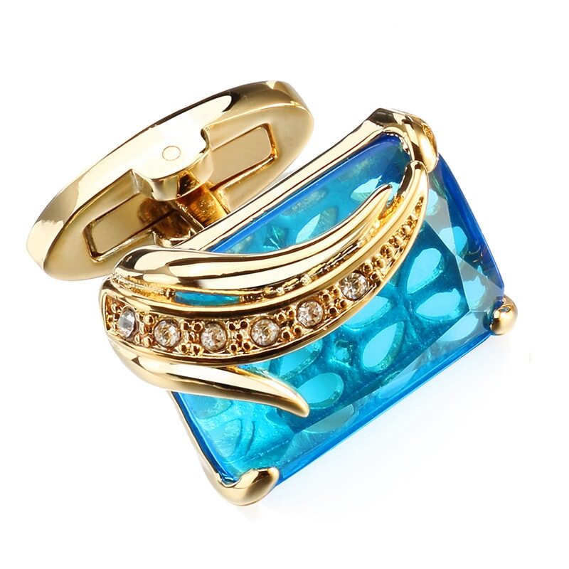 Blue Cufflinks for Men Square Crystal Cufflinks Shirt Cuff Links ...