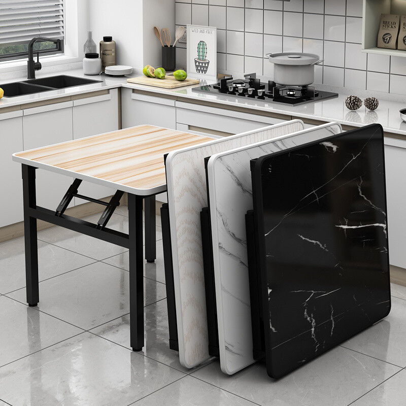 Marble Feature Folding Table 4 Person Small Compact Dining Table ...