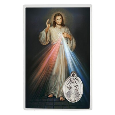 Laminated Divine Mercy Chaplet Jesus Holy Prayer Card With Medal Inside ...