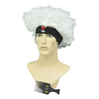 NBA Miami Heat Curly Wig White Comb Game Day Fan Novelty Hair Vintage ...