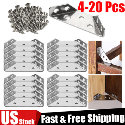 4-20Pc Angle Corner Bracket Stainless Steel Furniture Cabinets Bracket ...