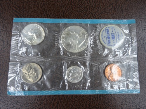 1963 US Mint Set Uncirculated 5 Coins Philadelphia Original Cello 90% ...