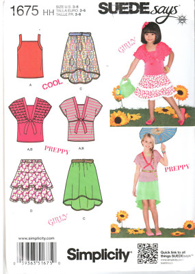 New Sewing Pattern Simplicity 1675 Size 3-6 Suede Says Girl's Skirts ...
