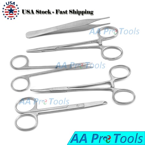 5 Pcs Suture Scissors Forceps Hemostats Needle Holders Surgical ...