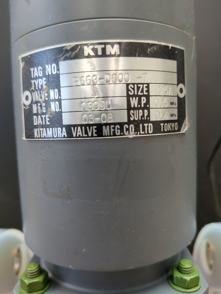 New Kitamura KTM P663-D600-T Size 25A Diaphragm Control Valve | eBay