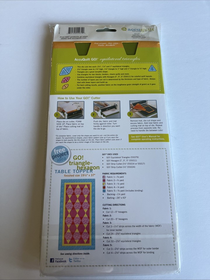 Go! Accuquilt Equilateral Triangles 55079 Fabric Cutting Die | eBay