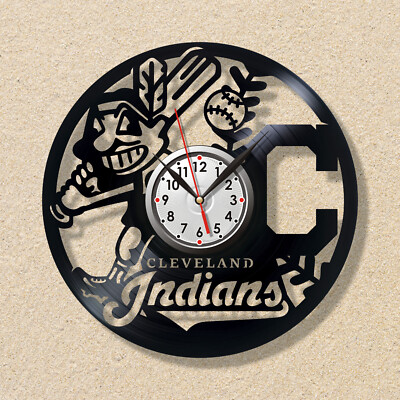 Vinyl clock Cleveland Indians Baseball Cleveland Indians clock Baseball ...