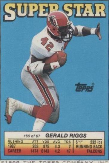 1988 Topps Super Star Sticker Back Cards - Gerald Riggs, Billy Ray ...