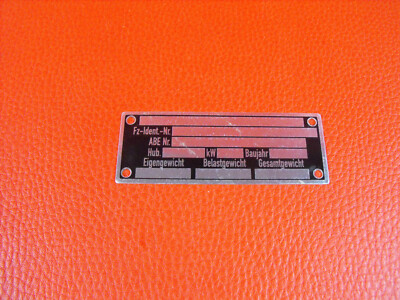 Plakette Typenschild Blanko PKW Motorrad | eBay.de