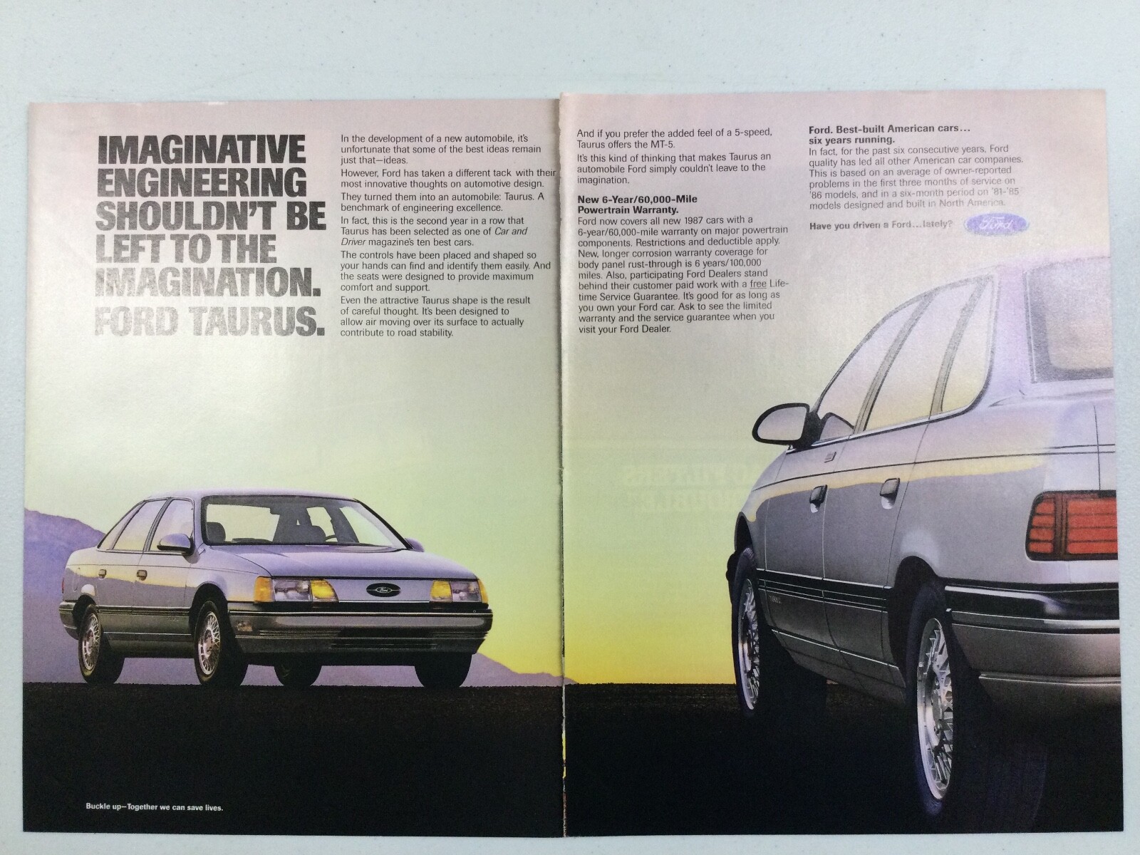 MISC131 Advertisement 1987 Ford TAURUS 2 page 2 piece | eBay