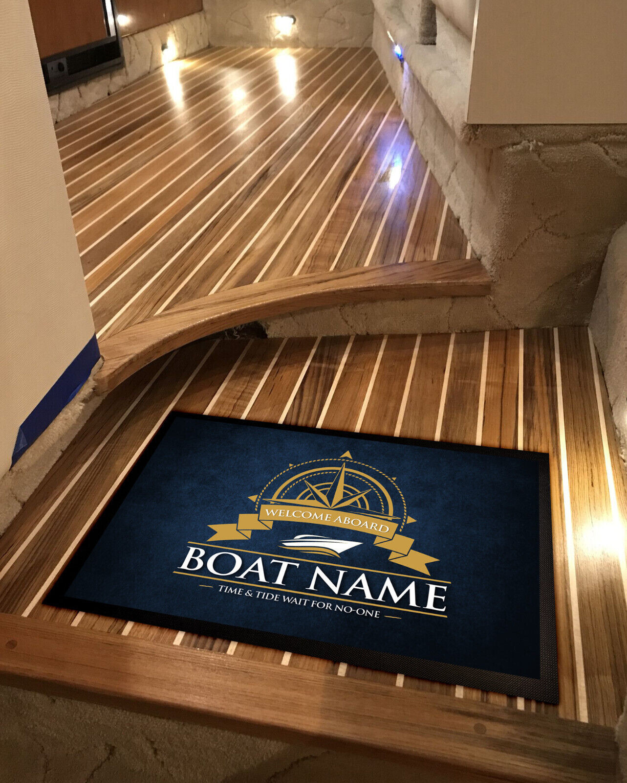 Personalised Boat Mat - Blue Sailing boat 75x50 cm mat LBM106 | eBay