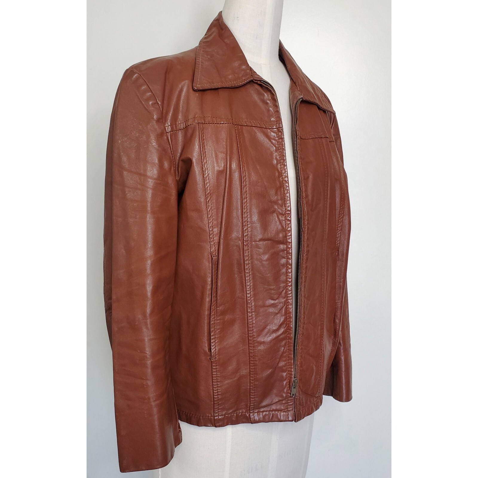 1970's Vintage Jc Penny Leather Waist Jacket 40. - Gem