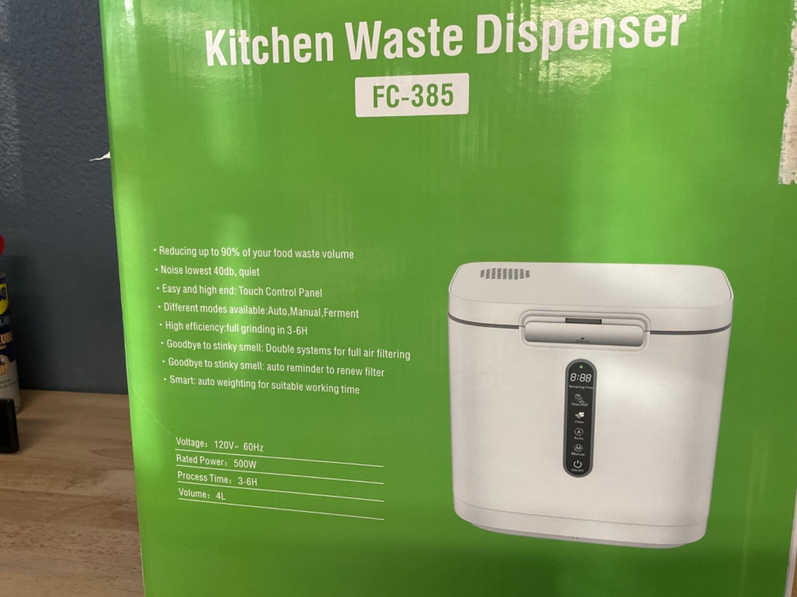 FC-385 4L Larger Capacity Electric Kitchen Composter Waste Dispenser ...
