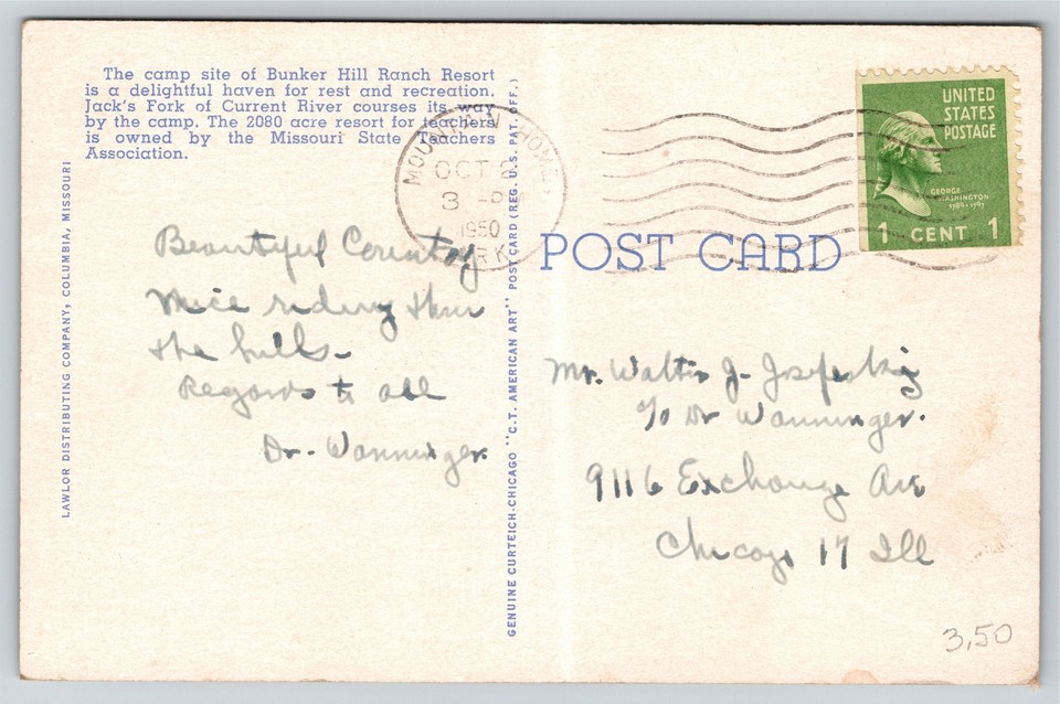 Mountain View Missouri~Cottages On Bunker Hill Ranch Resort~1950 Linen ...