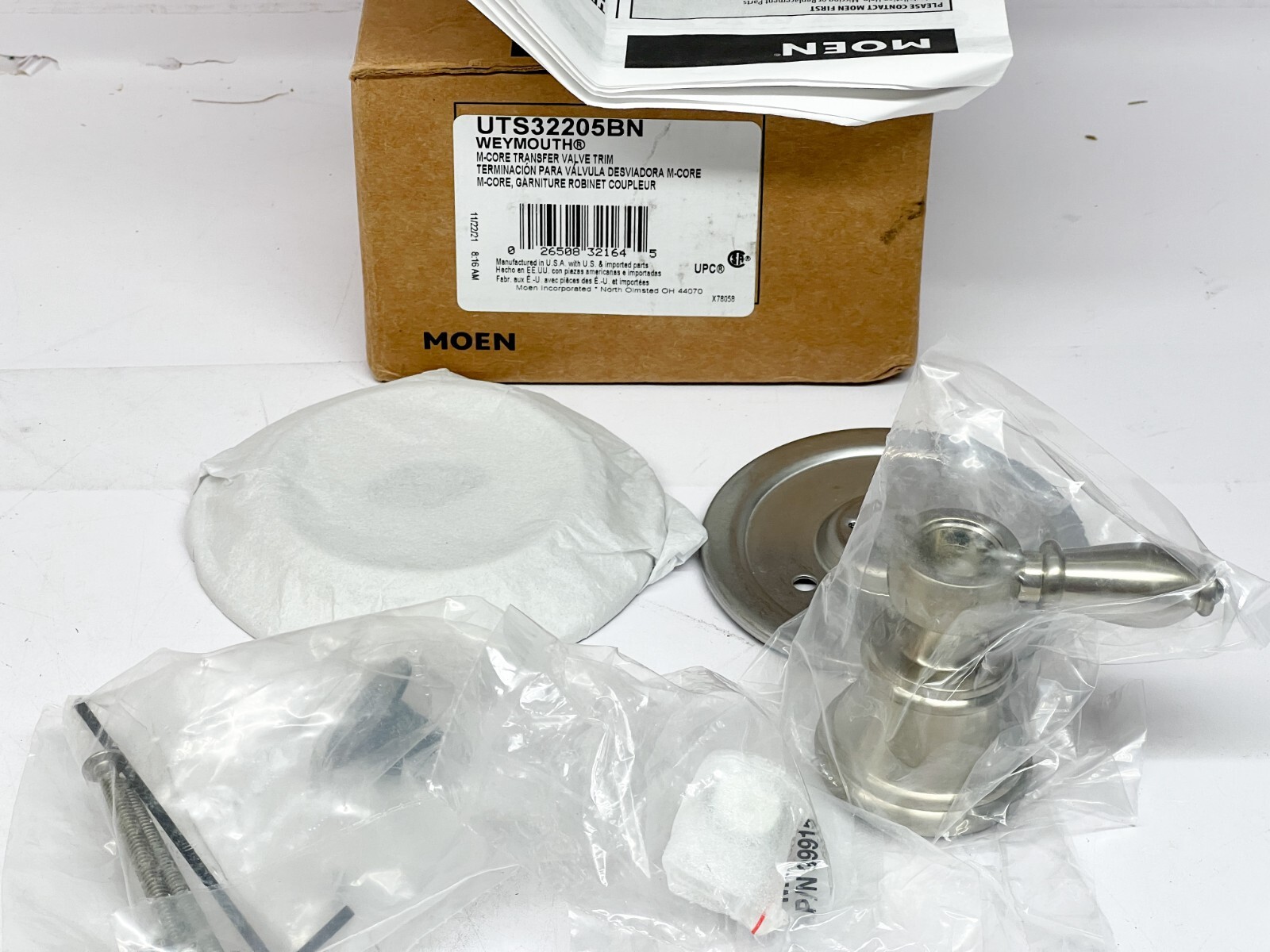 Moen UTS32205BN Weymouth M-CORE 1-Handle Transfer Trim Kit Brushed ...