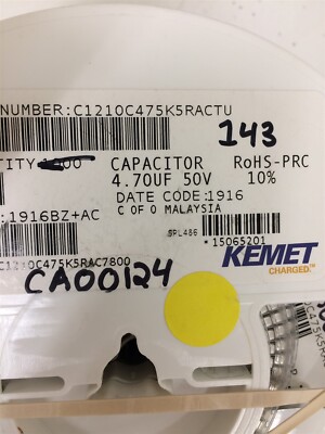 C1210C475K5RAC KEMET CAP CER 4.7UF 50V X7R 1210 SMD ROHS 50 PIECES | eBay