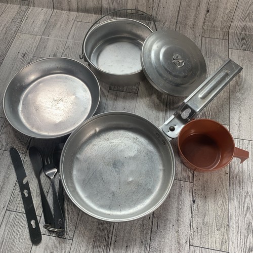 Mess Kit 7 Piece Set Aluminum Lightweight Camping Backpacking Hunting ...