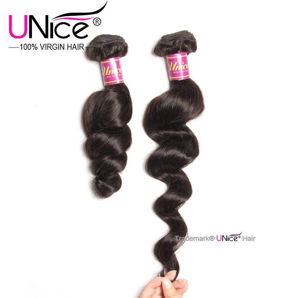 UNice Hair Peruvian Loose Wave 3 Bundles Human Hair Weave Virgin Hair ...
