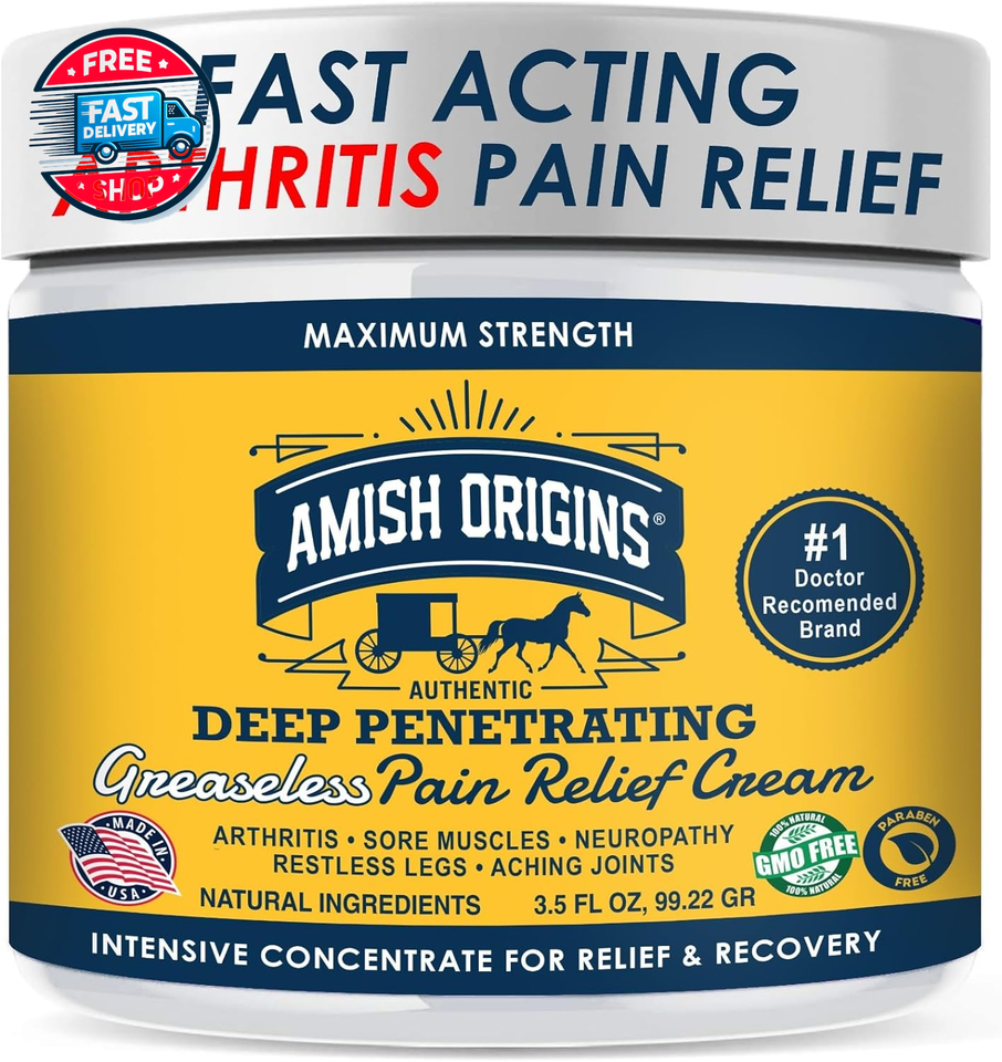 Amish Origins Arthritis Pain Relief Cream - 3.5 Oz - Maximum Strength ...