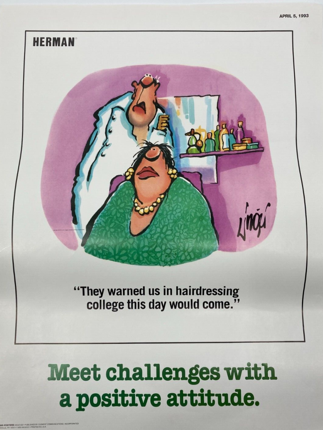 Herman Poster Meet Challenges With A Positive Attitude April 5 1993 | eBay