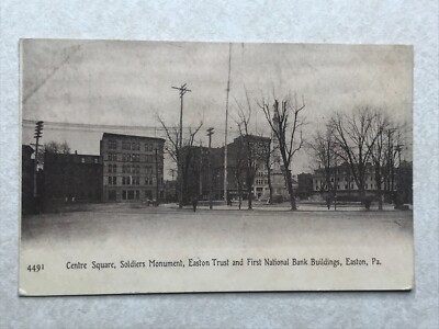 L295 Postcard Pennsylvania PA Centre Square Soldiers Monument Easton Trust Bank | eBay