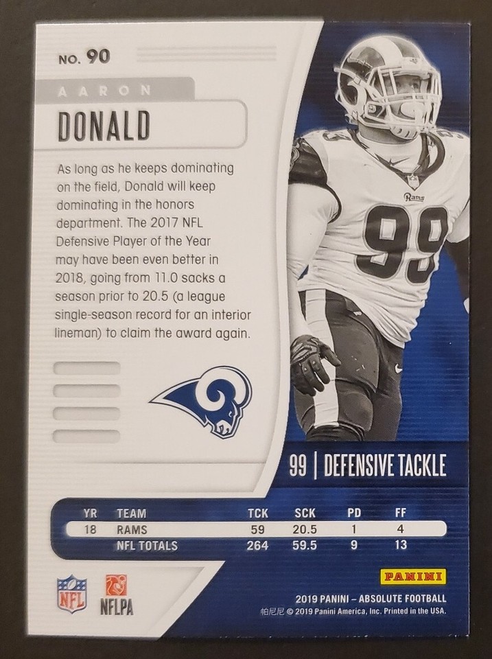 2019 Panini Absolute #90 Aaron Donald RAMS football card NM/MT | eBay