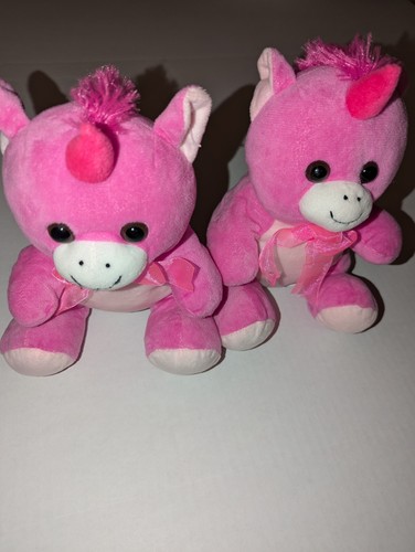 Calplush Pink Smiling Unicorn Plush Soft Stuffed Animal 9'' Toy Barely ...