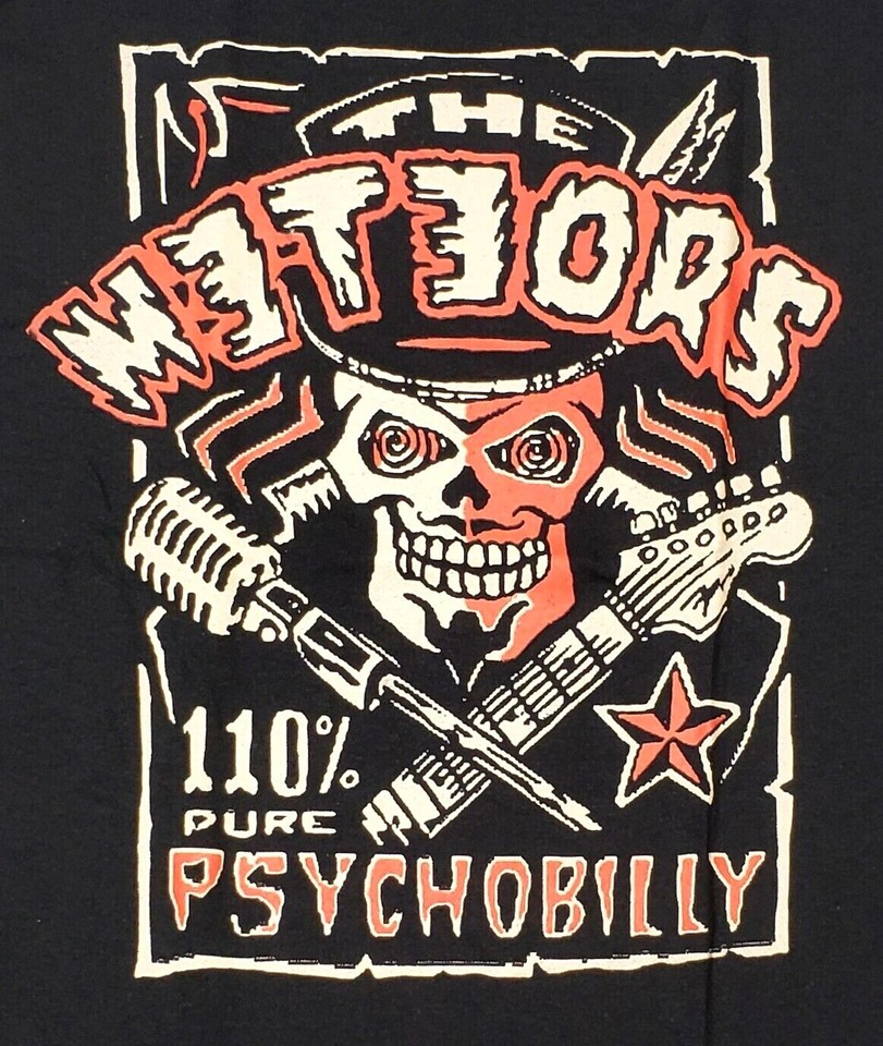 The METEORS T-shirt Psychobilly Rock Band Adult Men's Retro Tee Black ...