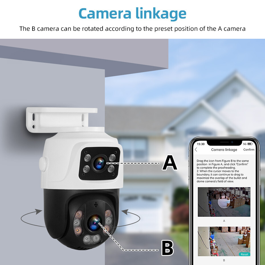 8CH PoE Home Security Camera System 4PCS 3K Dual-Lens 6MP Pan/Tilt PoE ...