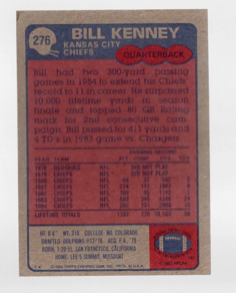 1985 Topps #276 Bill Kenney Excellent | eBay