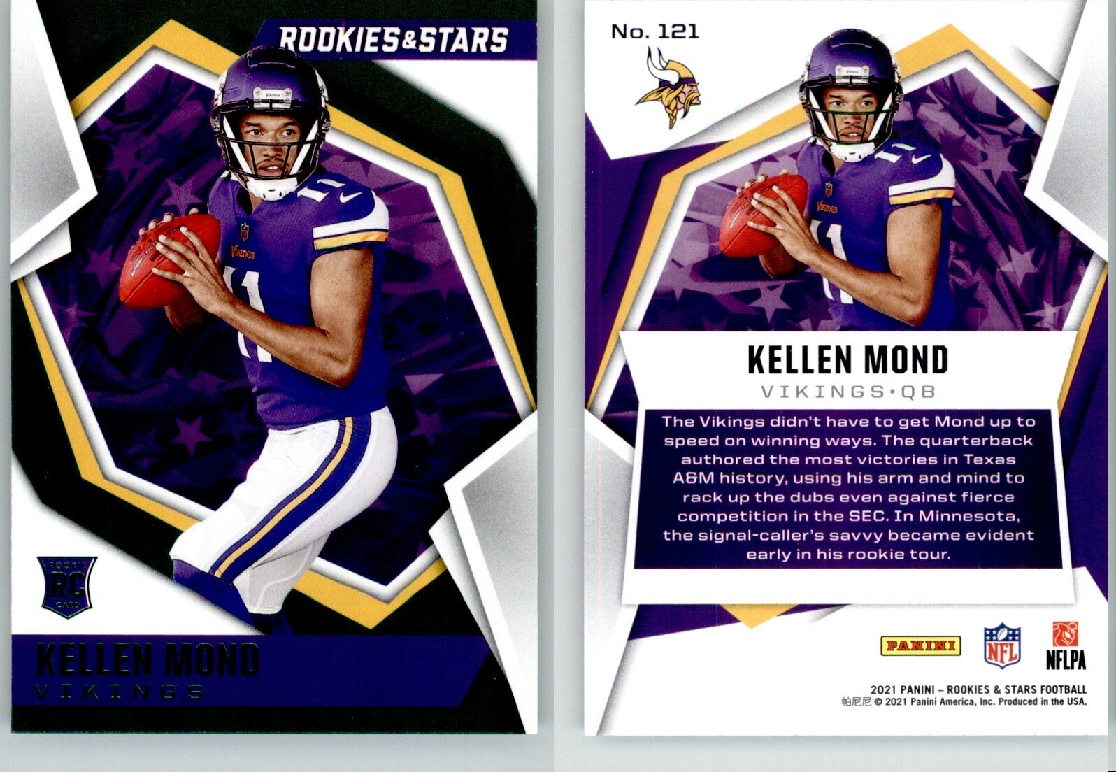 Kellen Mond 2021 Rookie & Stars Green Parallel #121 RC Rookie Minnesota ...