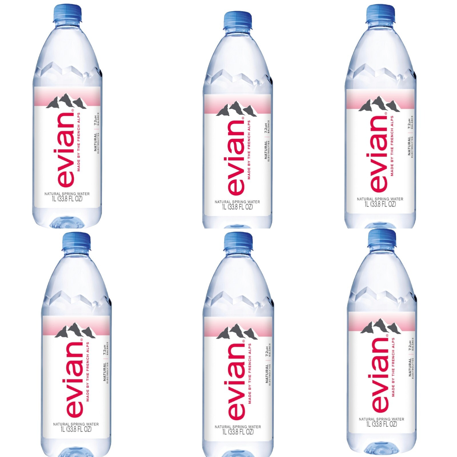 evian Natural Spring Water 1 Liter Pack of 6 Naturally Filtered Spring ...