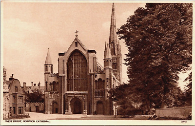 Postcard Norfolk England West Front of Norwich Cathedral Norwich | eBay