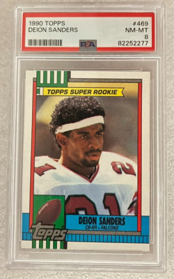1990 Topps #469 Deion Sanders Graded PSA 8 NM-MINT RC Rookie Atlanta ...