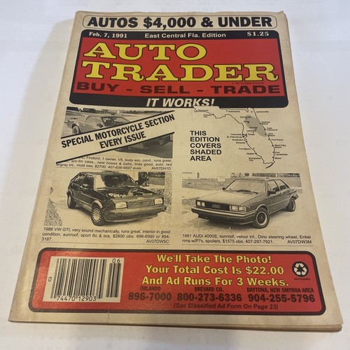 Auto Trader Buy Sell Trade Old Cars Vintage Magazine 1991 | eBay