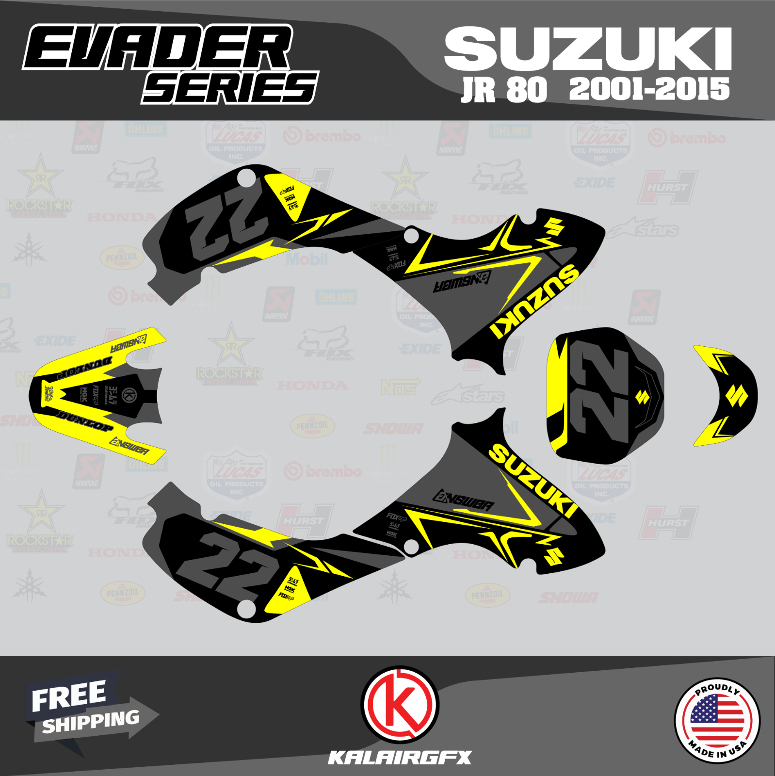 Graphics Kit for SUZUKI JR80 (2001-2015) JR 80 EVADER-yellow | eBay