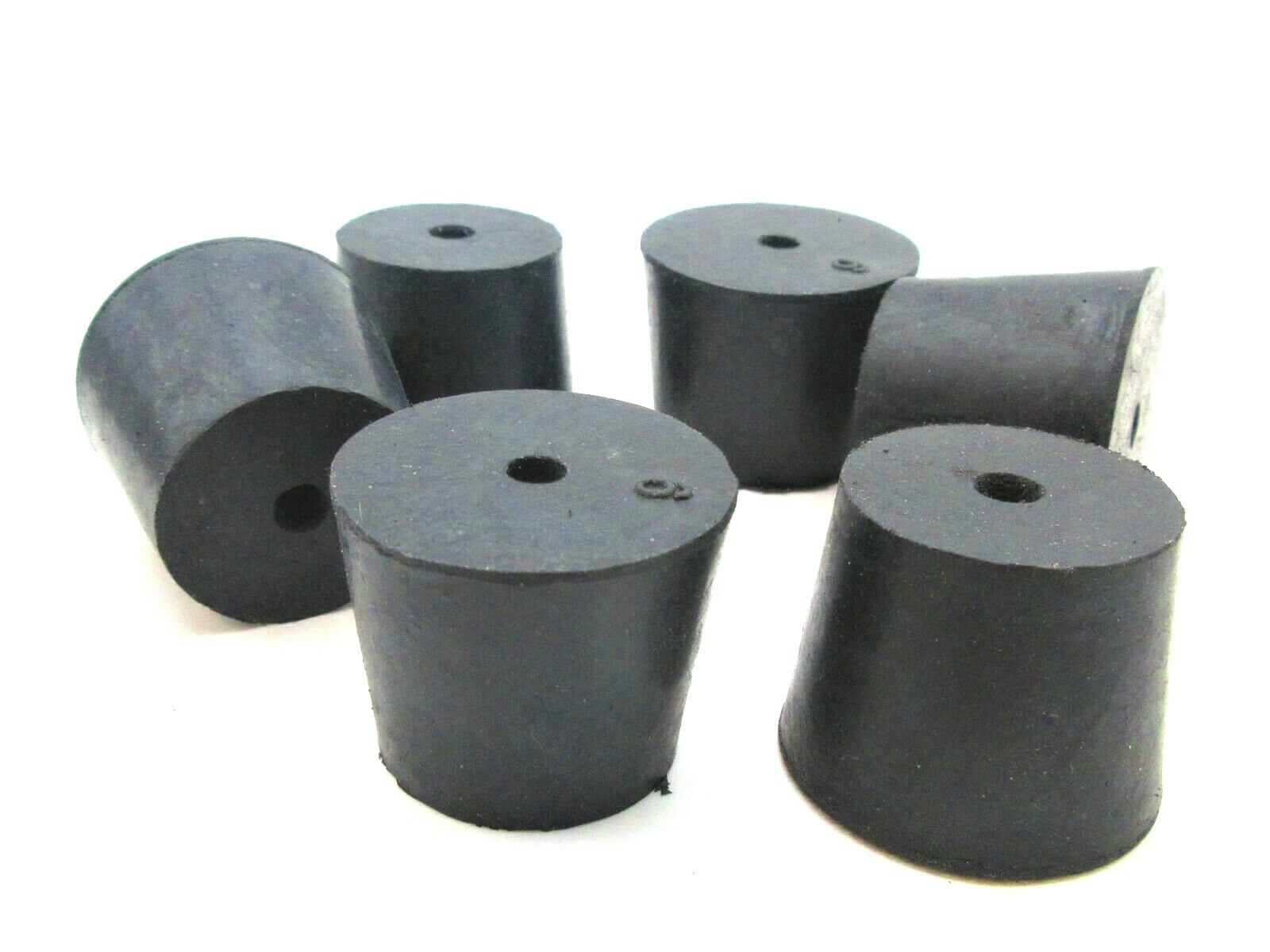 #6 Solid Rubber Stoppers Lab Tapered Plug Bung 1 Hole Fits 1 1/32" to 1 ...