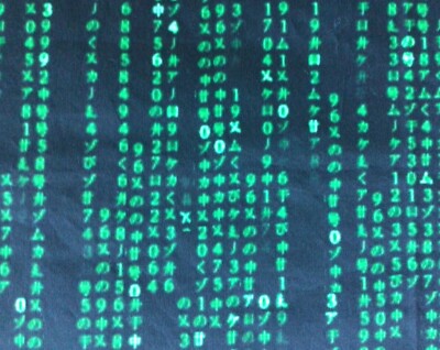 Matrix green technocascade computer print fabric on organic cotton ...