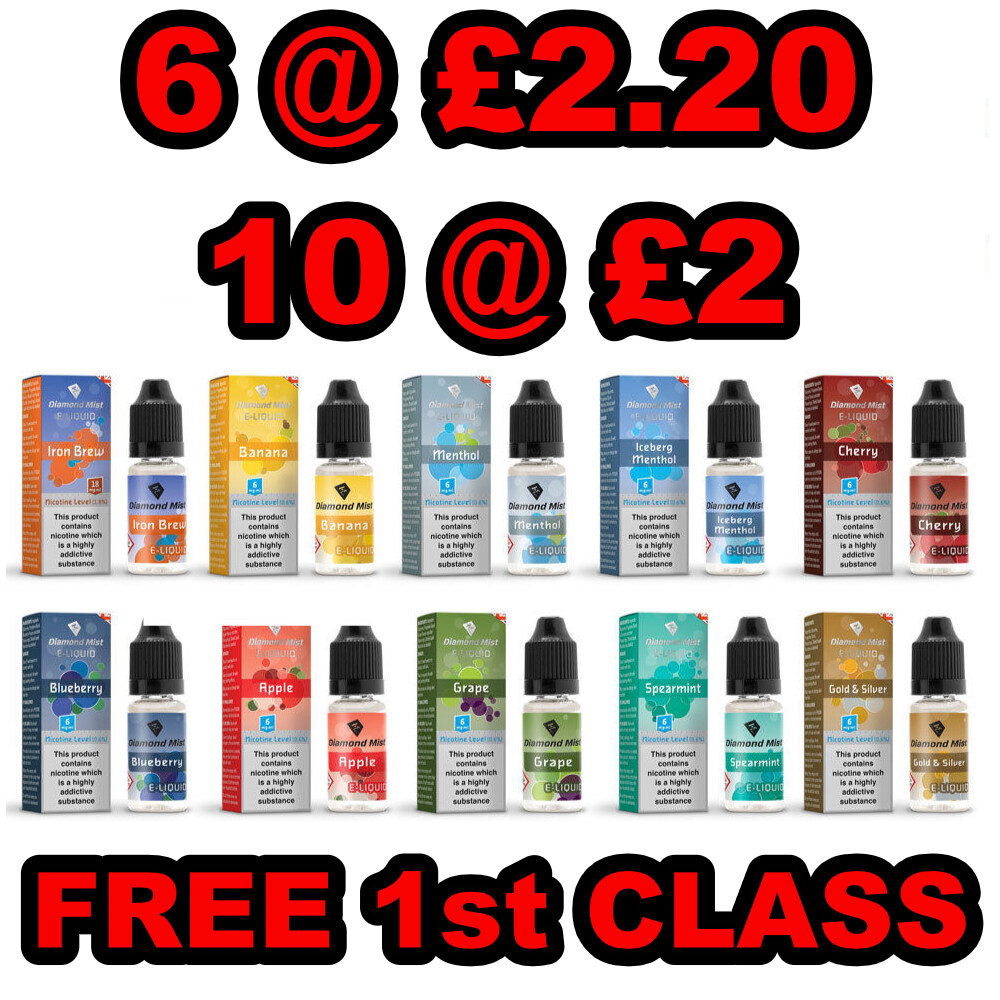 Diamond Mist E-liquid Vape Juice Raspberry and Menthol 10ml - 6mg ...