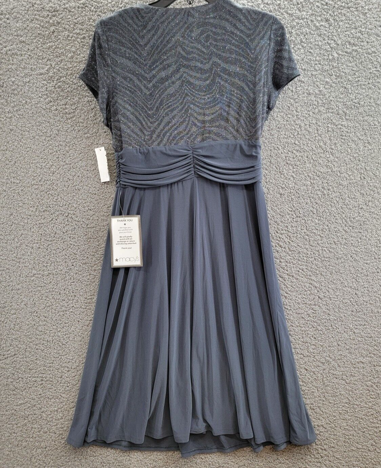 R & M Richards Cascade Wrap Waist Sash Dress Women's 8 Charcoal V-Neck ...