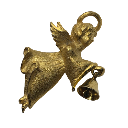 RR Signed Vintage Gold Tone Bell Ringing Angel Brooch / Pin | eBay