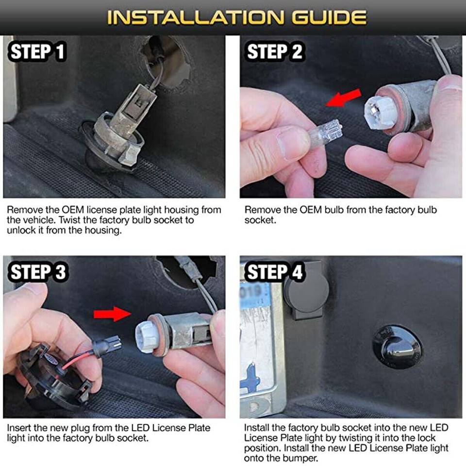 2x LED License Plate Light Tag Lamp Assembly Replacement For Ford F150 ...