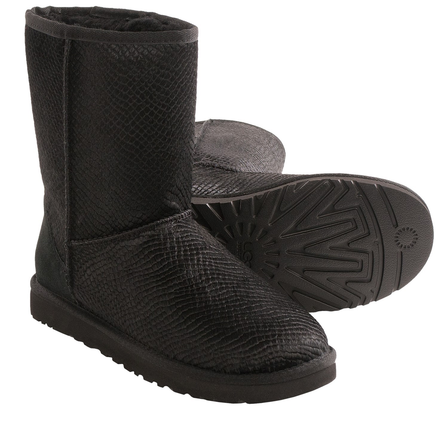 NEW UGG AUSTRALIA CLASSIC SHORT CALF HAIR SCALES BOOTS WOMENS 7 BLACK ...