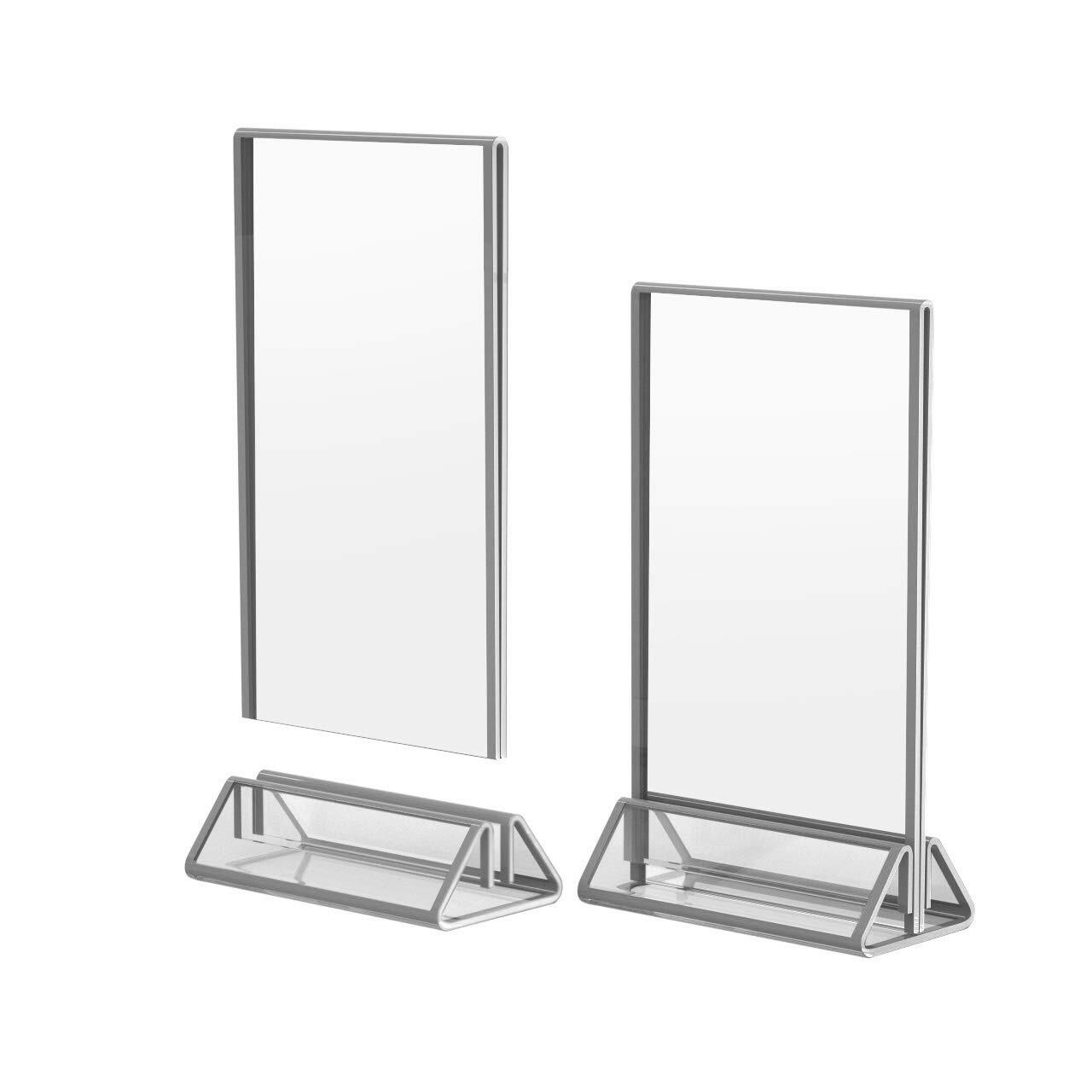 4x6 Acrylic Sign Holder With 3mm Silver Borders And Vertical Stand ...