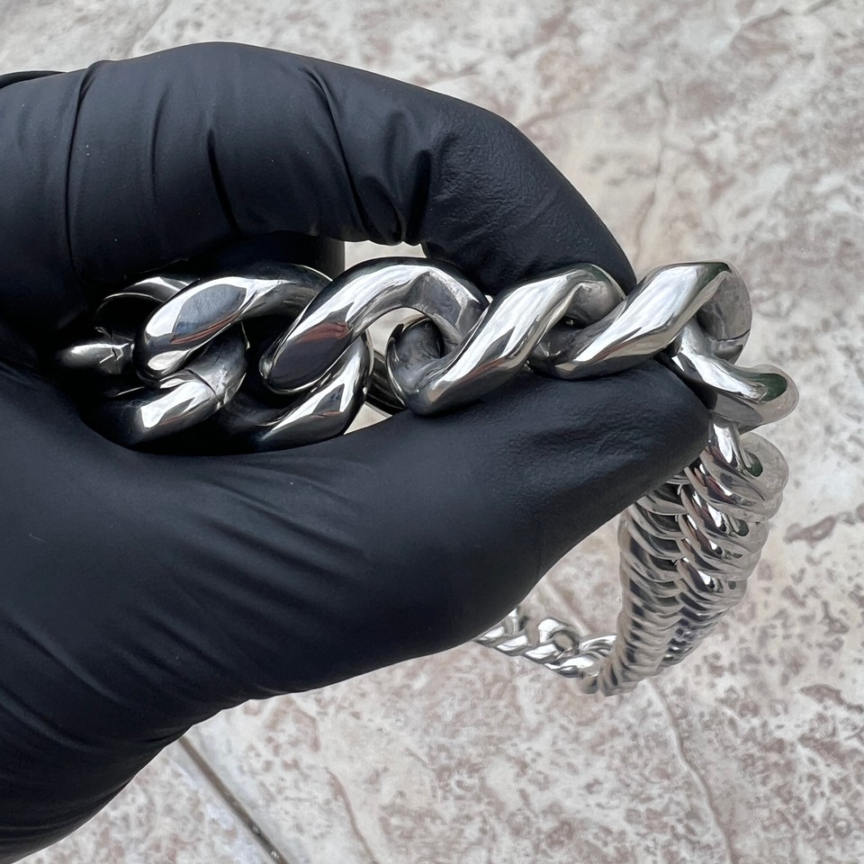 Mens 316L Stainless Steel Miami Cuban Link Chain Heavy Necklace 22MM ...