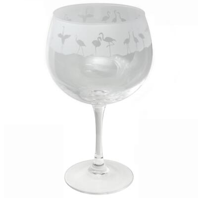 Gin Glass Decorated Flamingo Copa Balloon Glassware Animal Sandblast ...