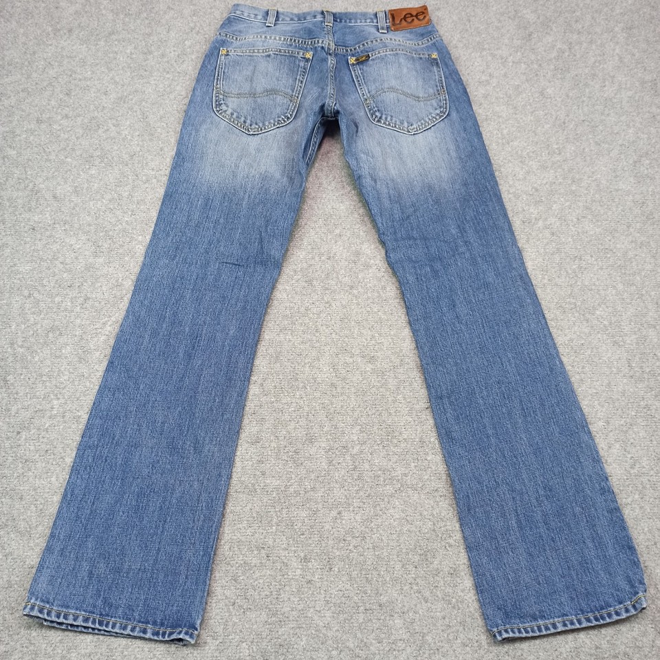 Lee KNOX Mens Slim Straight Jeans W27 L32 (Label: W29) Blue Button Fly ...