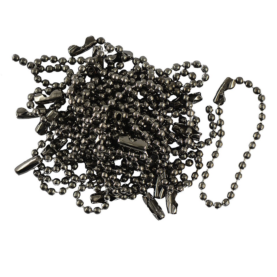 20pcs 4" Necklace Dog Tag Ball Chain and Connector 2.4mm Bead Gunblack ...